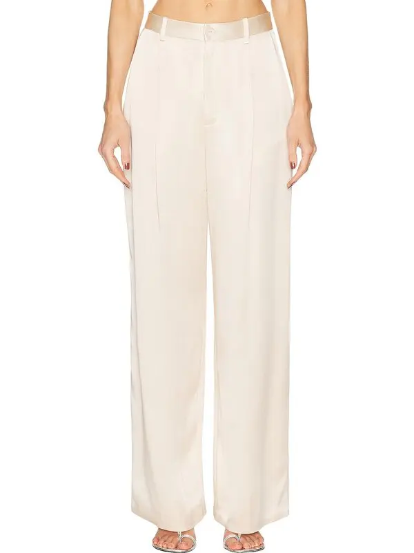 Lapointe Satin Relaxed Pleated Pant - Ecru