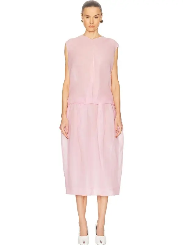 Khaite Noah Organza Midi Dress - Peony