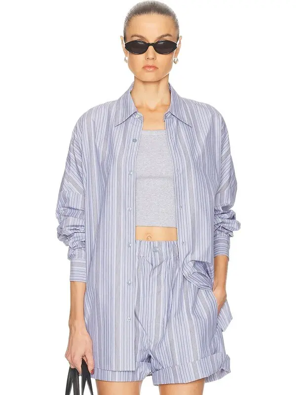 OURS THE BRAND Camicia Oversized Top - Blu Spiaggia