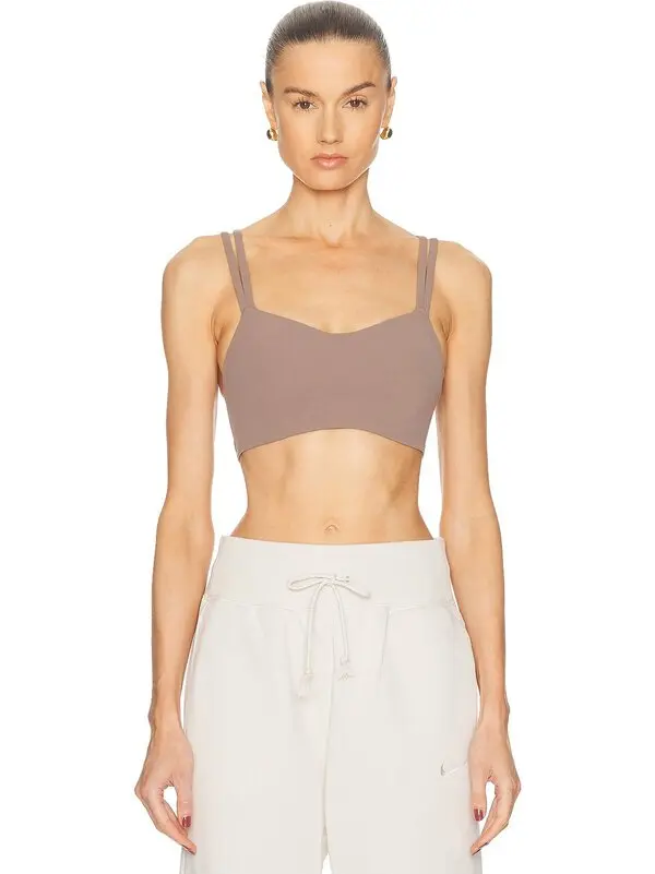 Nike Alate Light Support Padded Sports Bra In Taupe - Mink Brown & White