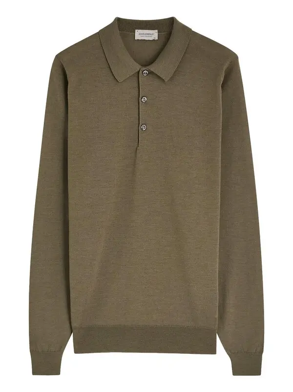 John Smedley Belper Wool Polo Shirt - Khaki