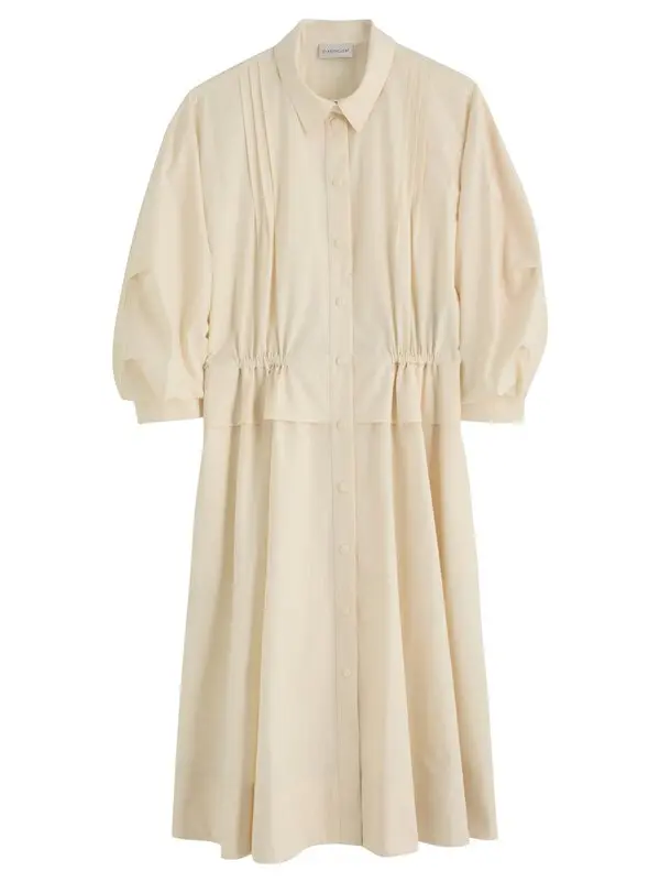 Moncler Cotton-poplin Midi Shirt Dress - Ivory