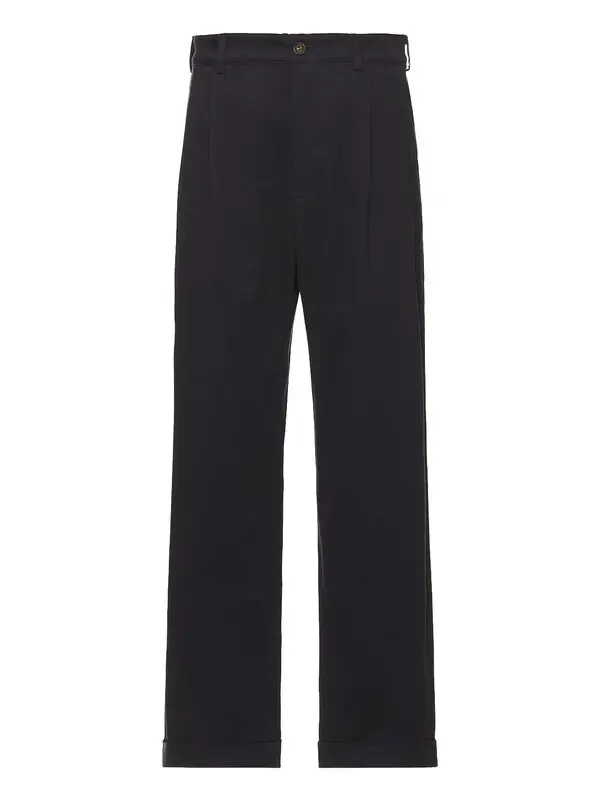 GHIAIA Chino Double Pleated Pants - Navy