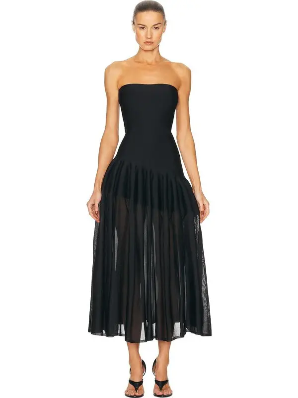 Alaïa Long Godet Dress - Noir Alaia