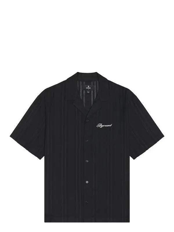 REPRESENT Embroidered Bowling Shirt In White - Jet Black