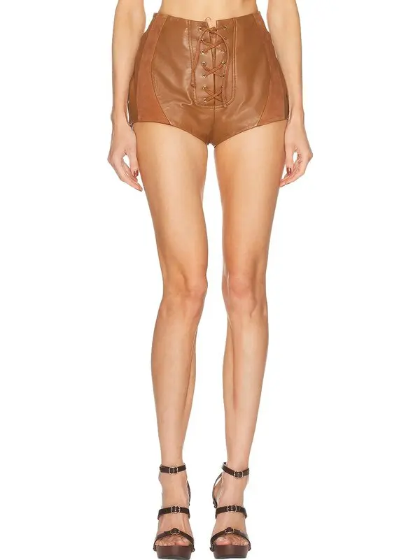 Retrofete Agda Suede Short - Cognac