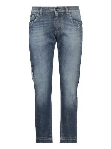 Dolce & Gabbana Jeans In Cotton, Elastane & Calfskin - Blue