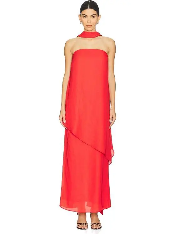 BAOBAB El Dress With Scarf - Fire Red