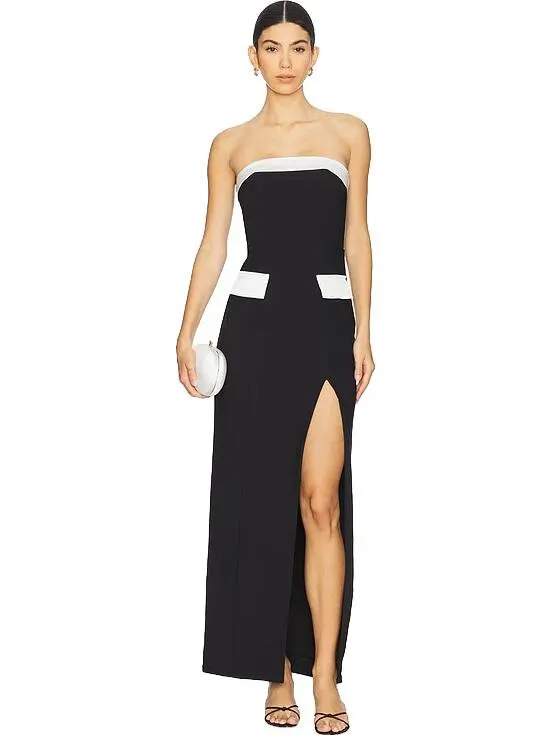 ALL THE WAYS Isolde Strapless Maxi Dress - Black & White