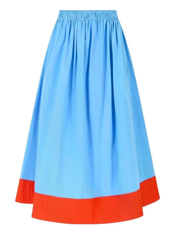 Rosie Assoulin Shirred Poplin Midi Skirt - Blue