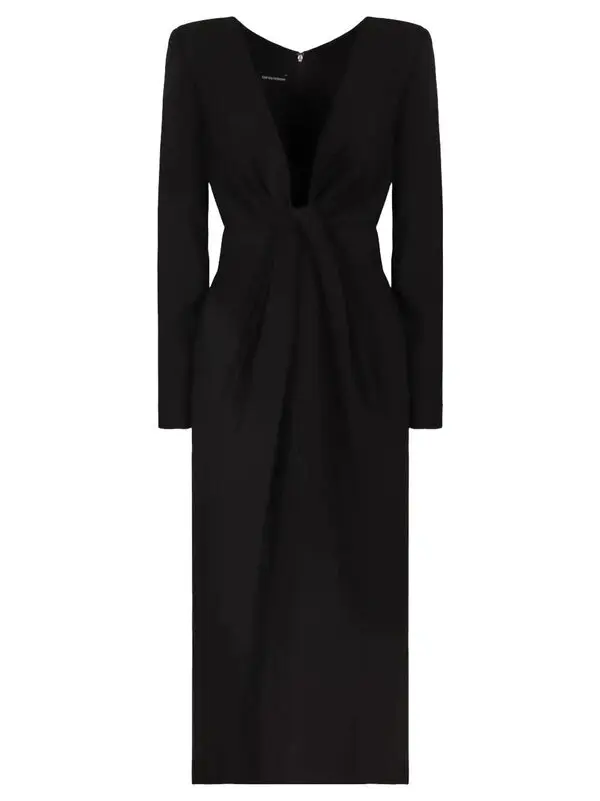 Emporio Armani Knot-detailing Midi Dress - Black