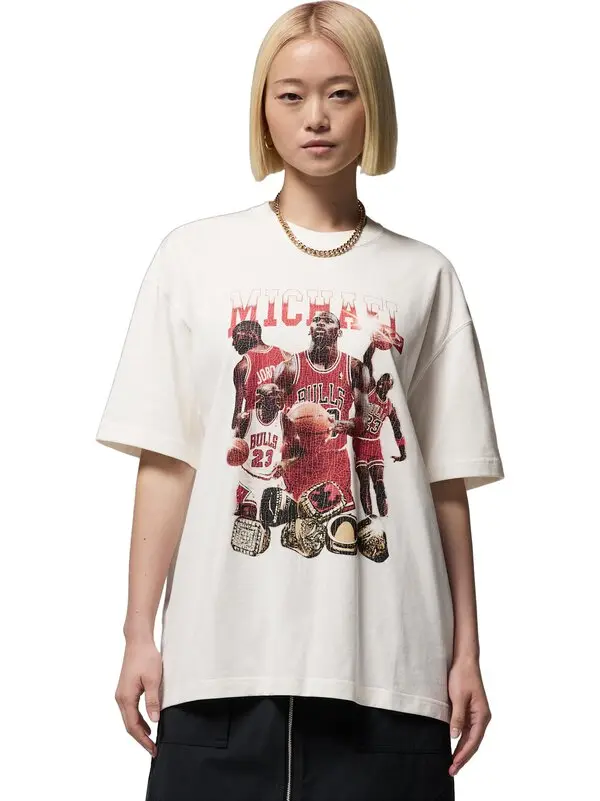 JORDAN Oversized Short-sleeve Graphic T-shirt - White