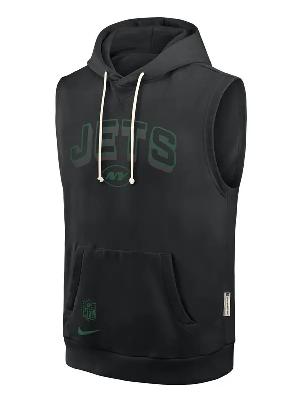 Nike New York Jets Sideline Dri-fit Nfl Sleeveless Pullover Hoodie - Black