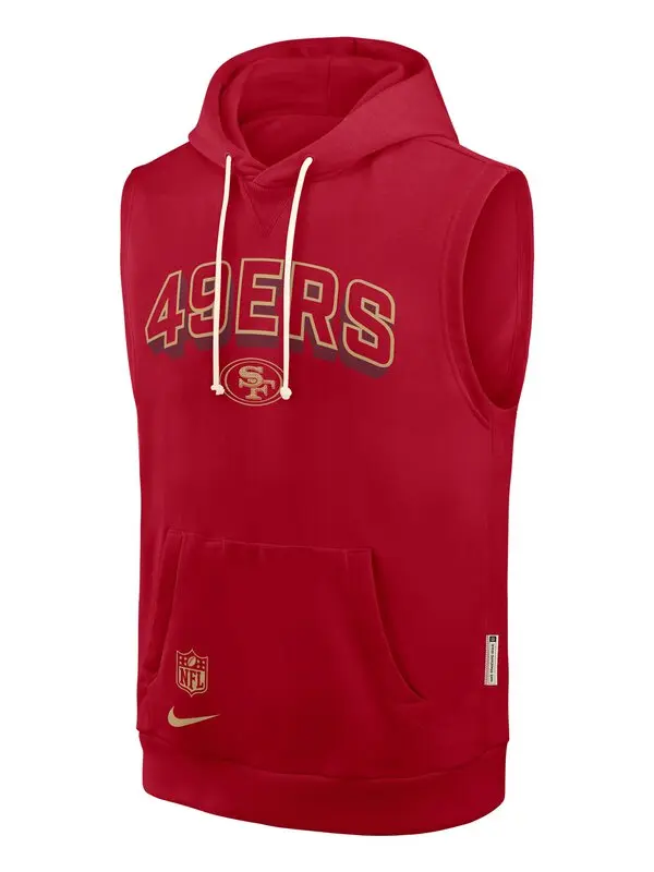 Nike San Francisco 49ers Sideline Dri-fit Nfl Sleeveless Pullover Hoodie - Red