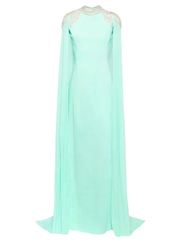 SAIID KOBEISY Embellished Crepe Dress - Bleached Aqua