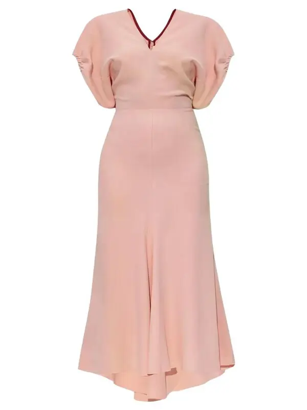 Victoria Beckham Puff-sleeved Midi Dress - Pink