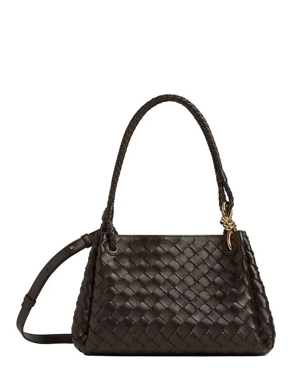 Bottega Veneta Intrecciato Leather Shoulder Bag - 2190 Fondant-m Brass