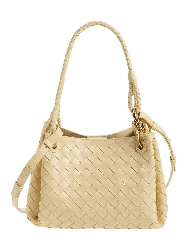 Bottega Veneta Intrecciato Leather Shoulder Bag - 9712 Tufo-muse Brass