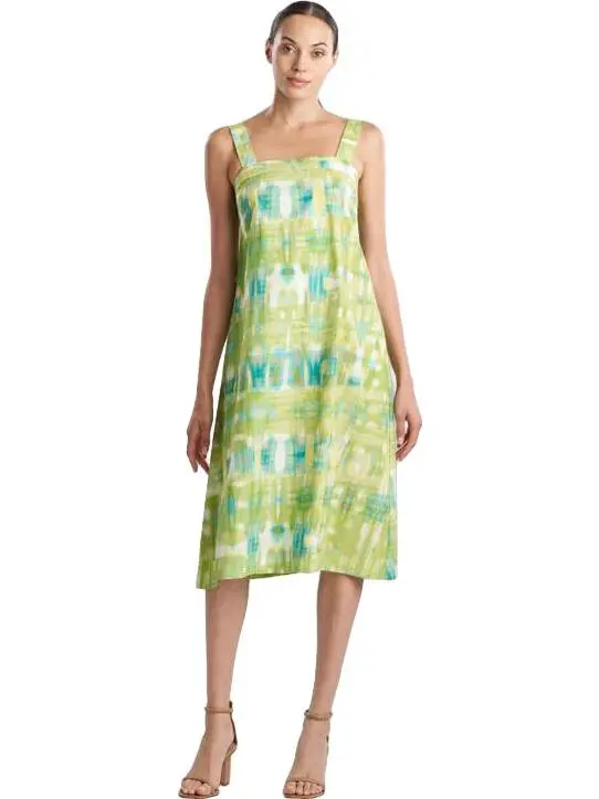 Natori Plaids Square Neck Sundress - Palm