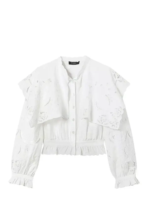 TWINSET Linen-blend Shirt - 00282 White Snow