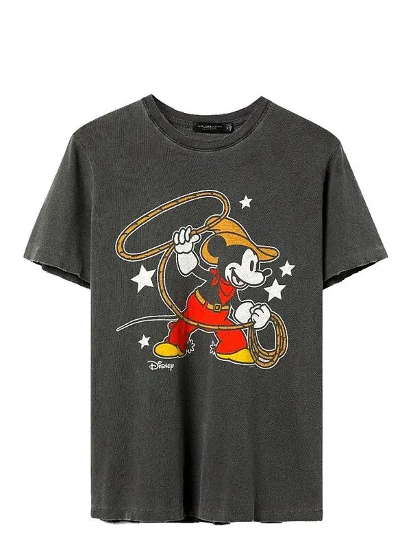 Junk Food Clothing Mickey Mouse Lasso Vintage Tee - Vintage Black
