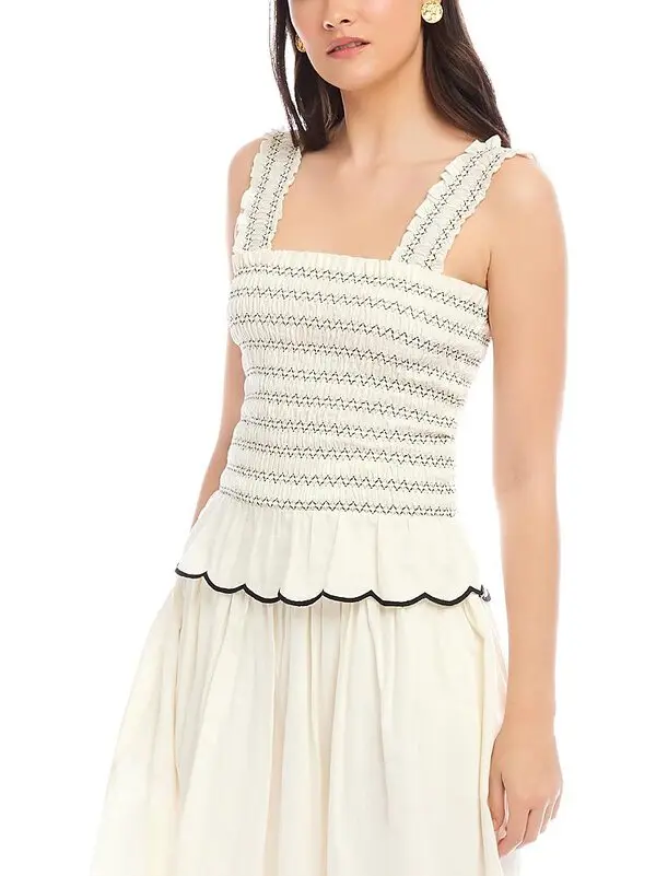 Fifteen Twenty Elliot Smocked Tank Top - Cream