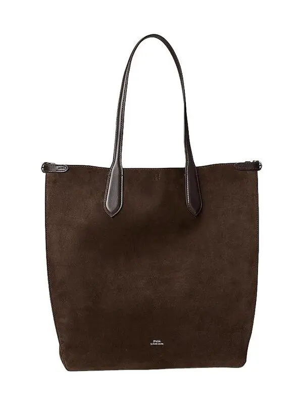 Polo Ralph Lauren Bellport Leather North-south Tote - Chocolate/tobacco
