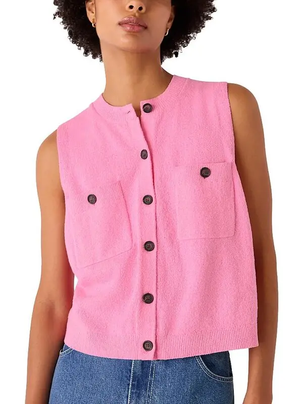 Whistles Boucle Textured Vest - Pink
