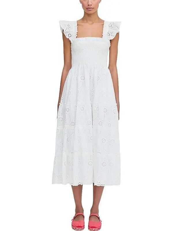 Hill House Home The Ellie Nap Dress - White Trellis Broderie