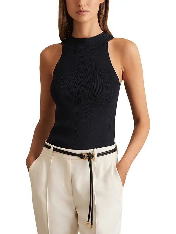 REISS High Neck Top - Navy