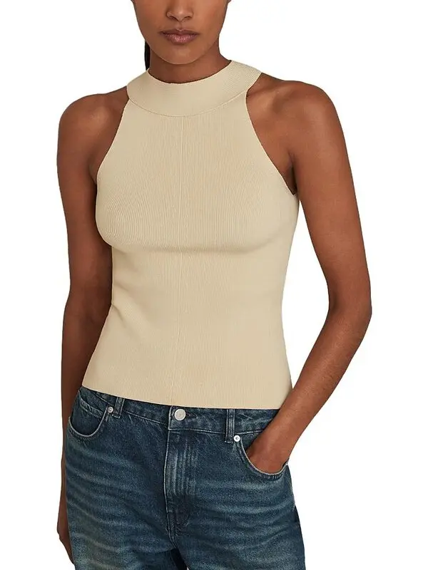 REISS High Neck Top - Ivory