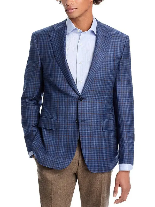 Canali Siena Check Windowpane Regular Fit Sport Coat - Blue