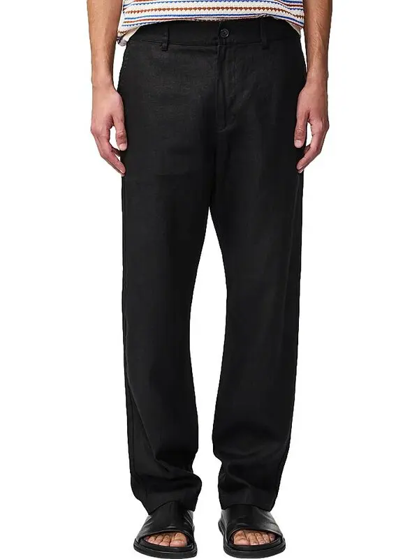 Nn07 Aden 1454 Relaxed Fit Linen Pants - Black