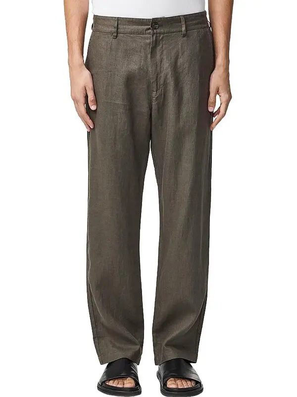 Nn07 Aden 1454 Relaxed Fit Linen Pants - Croc Green