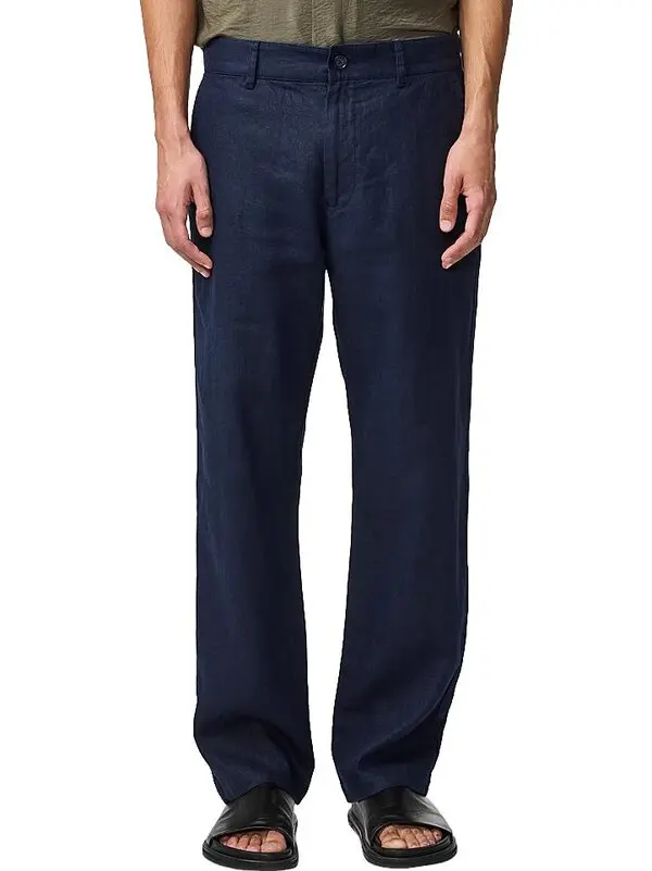 Nn07 Aden 1454 Relaxed Fit Linen Pants - Navy Blue