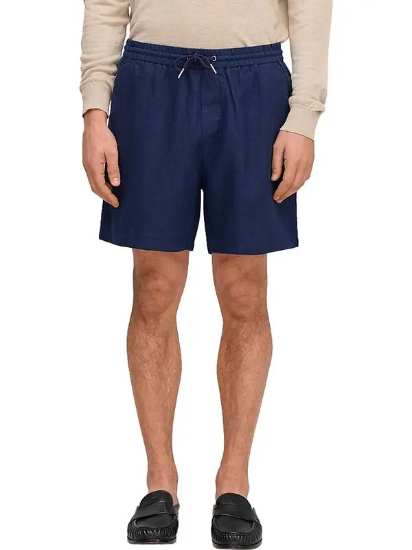Nn07 Gregor 1454 Relaxed Fit Linen Shorts - Navy Blue