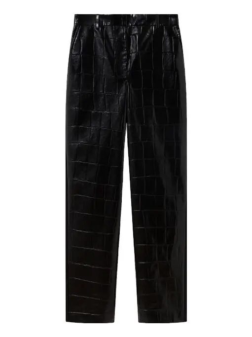Stella McCartney Crocodile-embossed Straight-leg Pants - Black