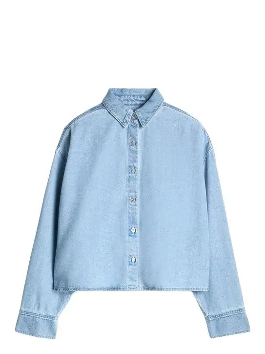 7 For All Mankind Weightless Nina Cropped Shirt - Denim