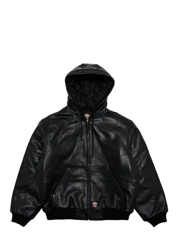 Supreme X Dickies Hooded Leather Jacket - Black