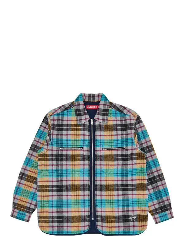 Supreme Quilted Flannel Zip Up Shirt - Yellow