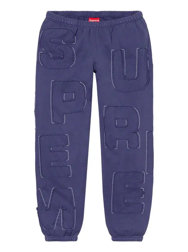 Supreme Cutout Letters Sweatpants 'washed Navy - Blue