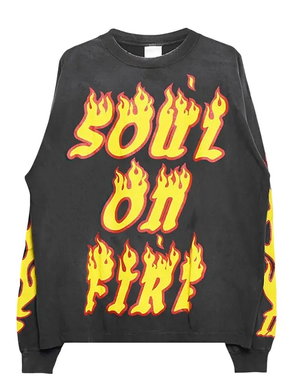 SAINT MXXXXXX Soul On Fire Long-sleeve T-shirt - Black
