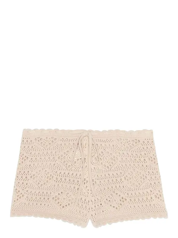 Saint Laurent Low Waisted Crochet Shorts - Cream