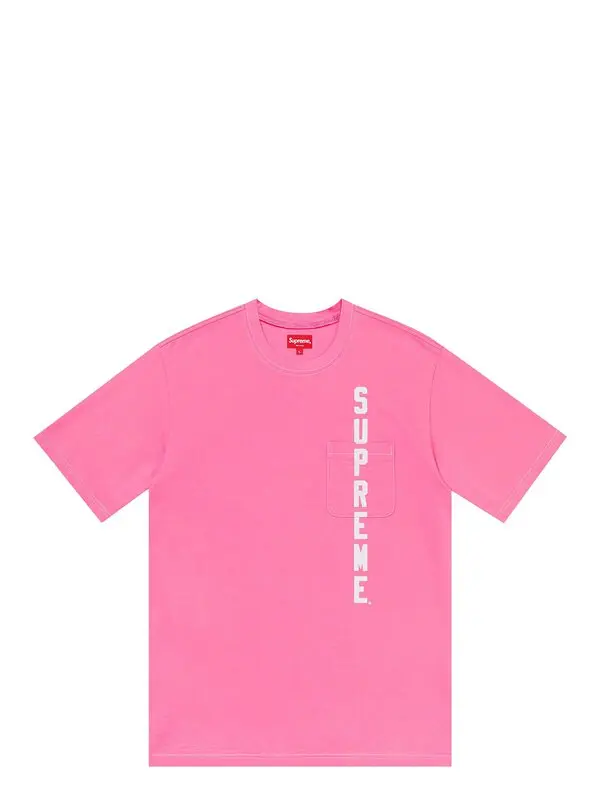 Supreme Contrast Stitch Pocket Tee - Pink