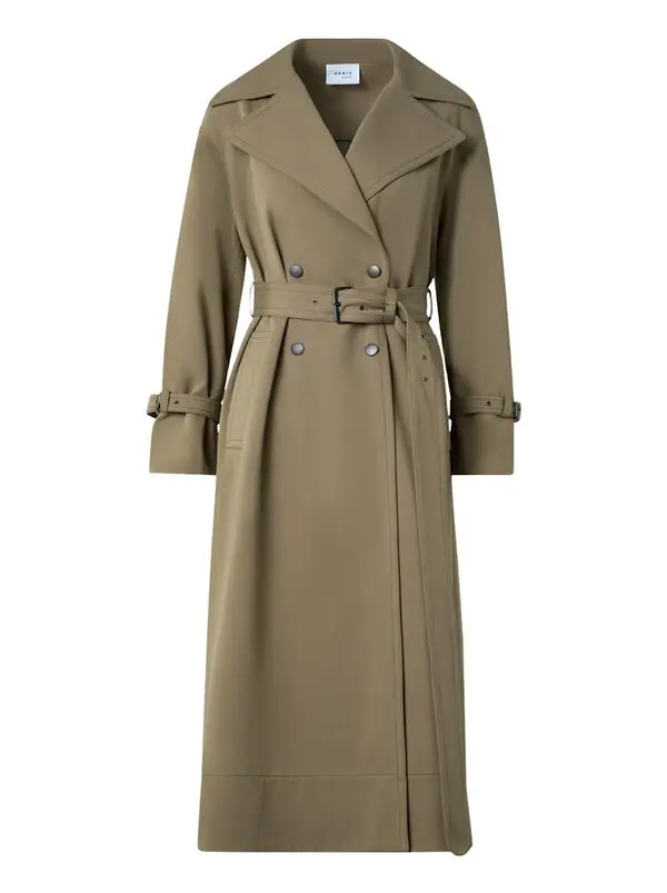 Akris Belted Cotton Gabardine Trench Coat - Khaki