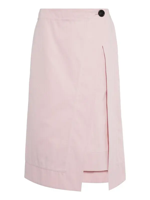 Bottega Veneta Cotton Canvas Midi Wrap Skirt - Pink