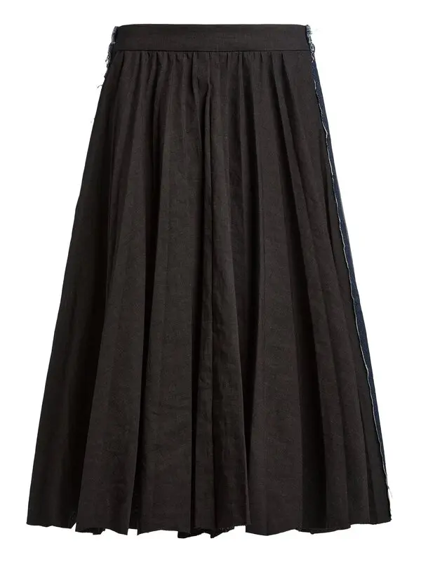 Balenciaga Hybrid Pleated Midi Skirt - Black