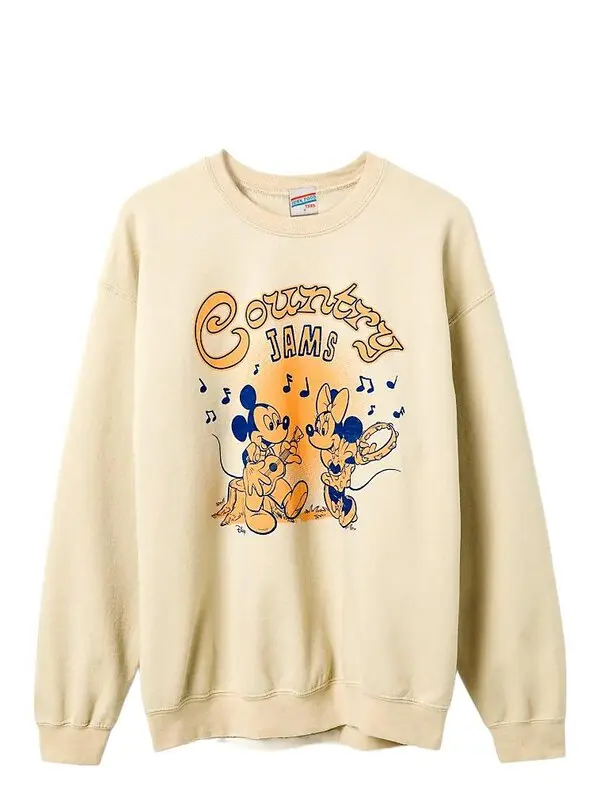 Junk Food Clothing Mickey & Minnie Country Jams Fleece Sweater - Sand