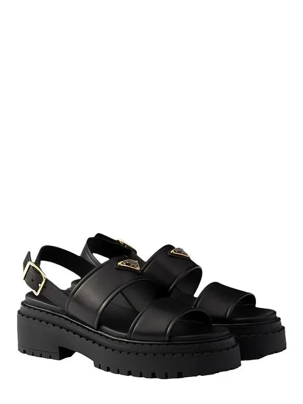 Prada Leather Sandals - Black