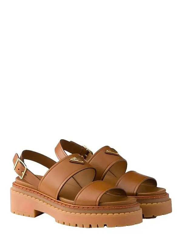Prada Leather Sandals - Brown